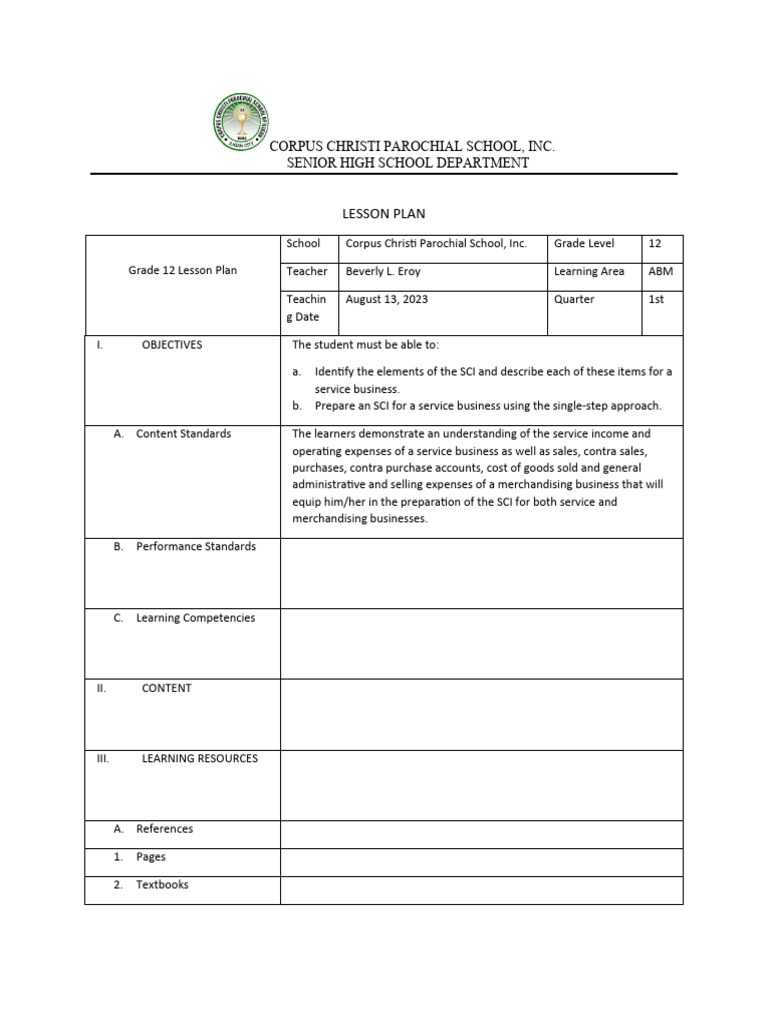 Lesson Plan Fabm2 | PDF