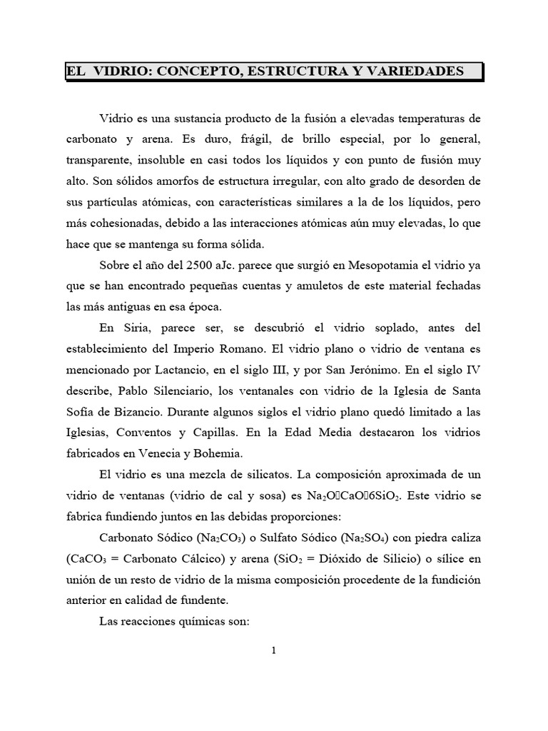 Variedades y composición del vidrio | PDF | Minerales | Cristal