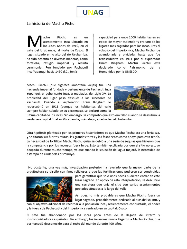 Historia y misterios de Machu Picchu | PDF | Machu Picchu | Imperio Inca
