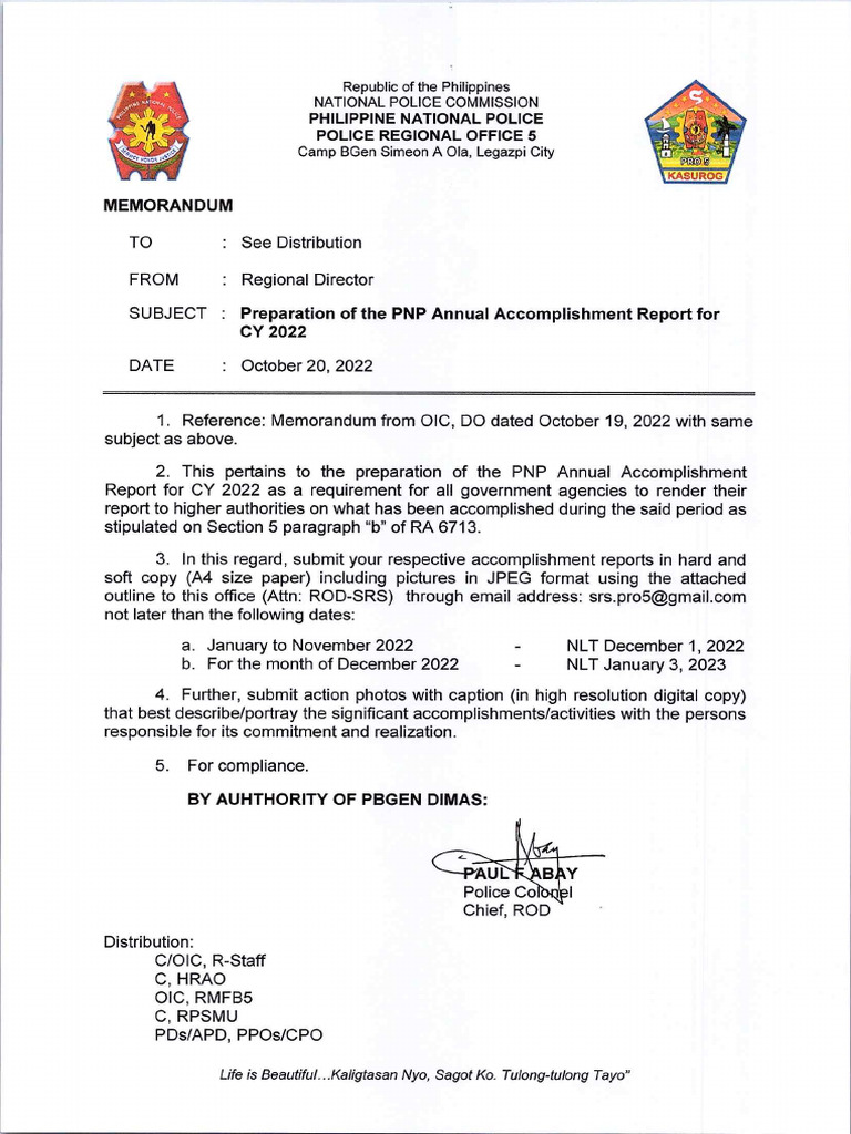 Preparation of The PNP Annual Accomplishments Report For CY 2022 | PDF