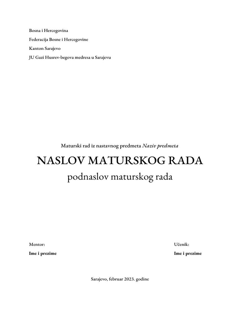 Naslov Maturskog Rada | PDF