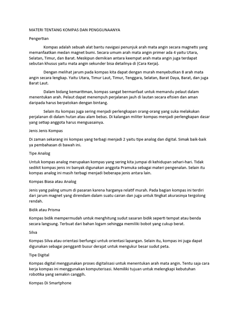 Pengertian dan Jenis Kompas | PDF | Sains & Matematika