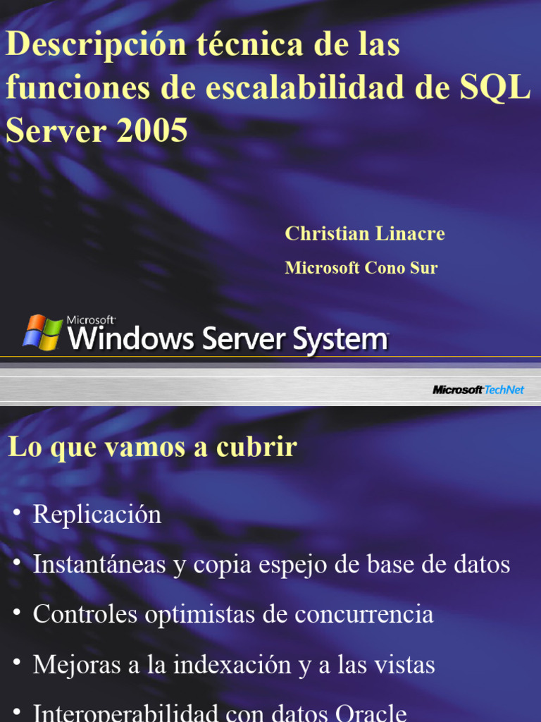Caracteristicas de Escalabilidad | PDF | Servidor SQL de Microsoft | Bases de datos