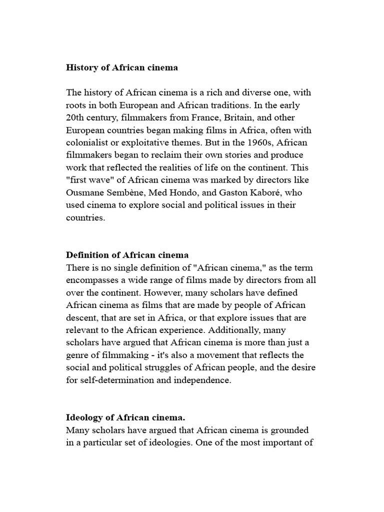 History of African Cinema | PDF | Nigeria