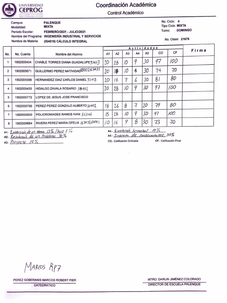 Calculo Integral - Control Academico y Asistencia | PDF