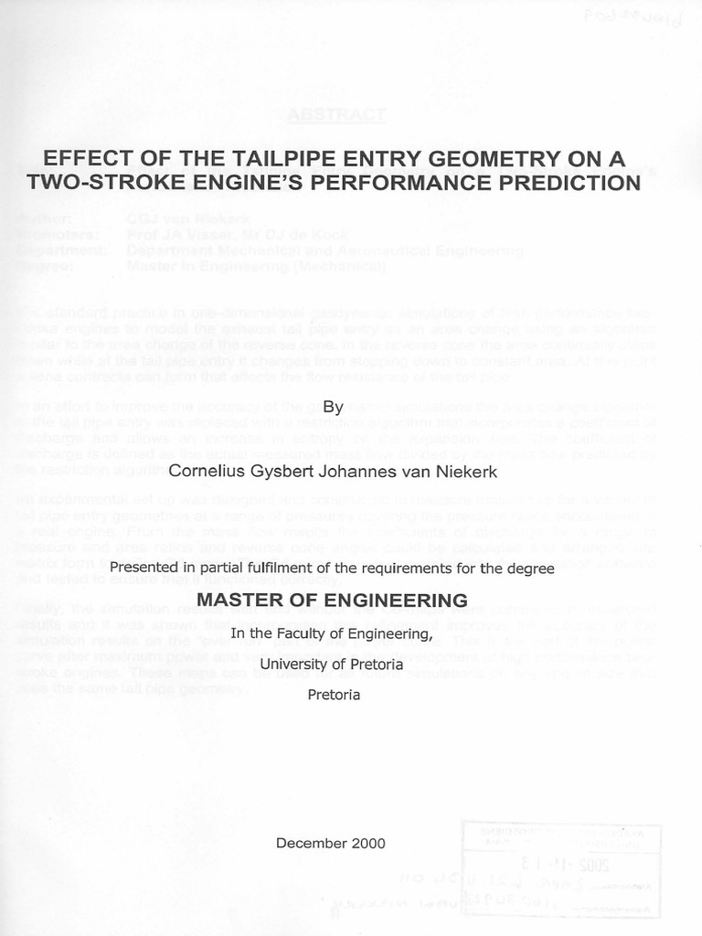 Effect of The Tailpipe Entry Geometry On A Two-Stroke | PDF | Fluid ...