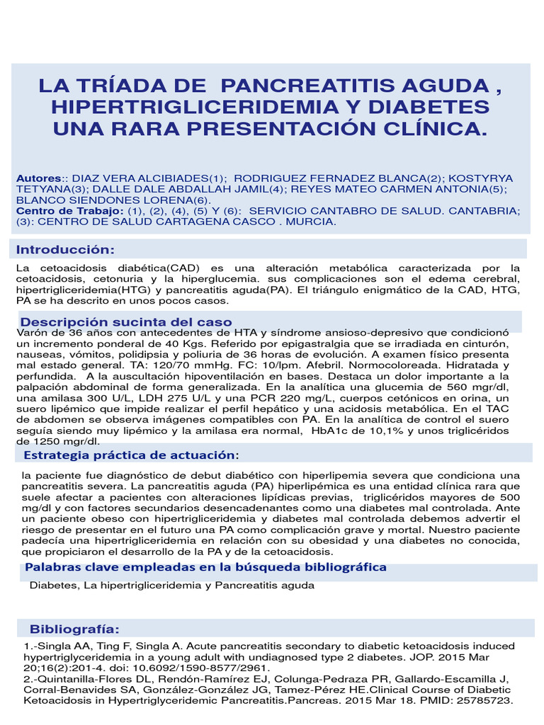 Triada de pancreatitis aguda y diabetes | PDF | Diabetes | Metabolismo