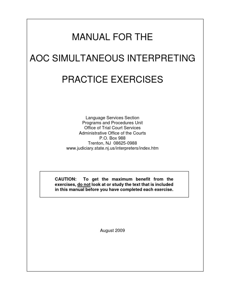 Manual For The Aoc Simultaneous Interpreting Practice Exercises | PDF