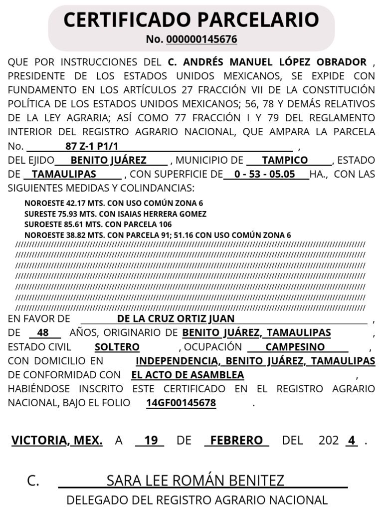 Certificados Parcelarios 2024-2025 | PDF | México | Gobierno