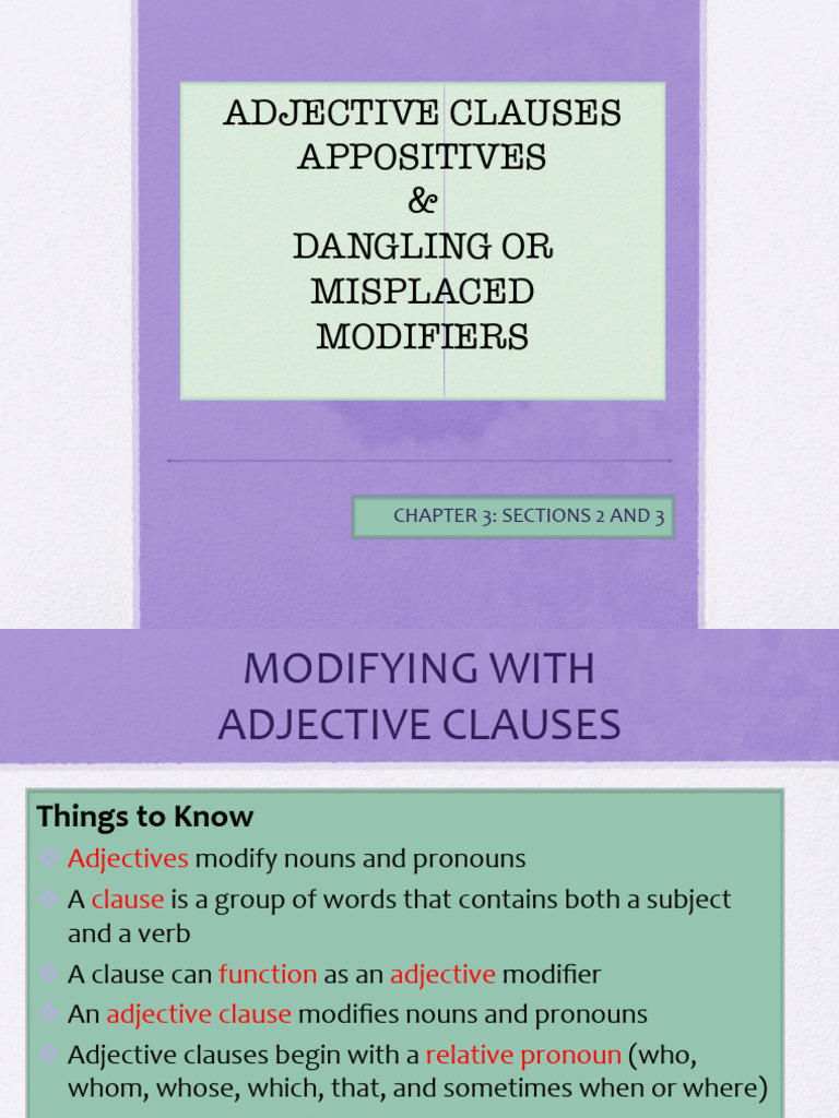 Mastering Adjective Clauses & Modifiers | PDF | Adjective | Pronoun