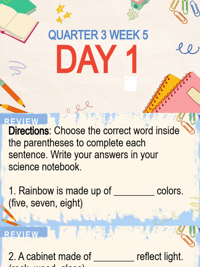 g5q3 Week 5 Science | PDF | Light | Color