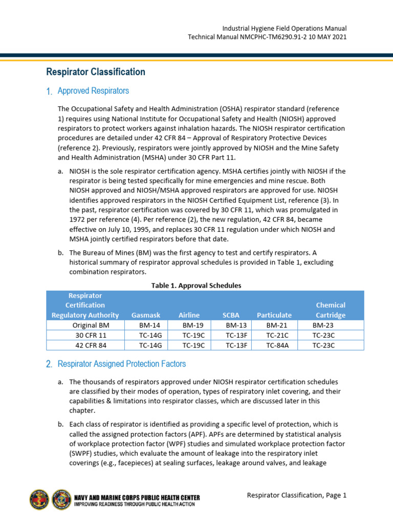 NIOSH Respirator Classification Guide | PDF | Adsorption | Particulates