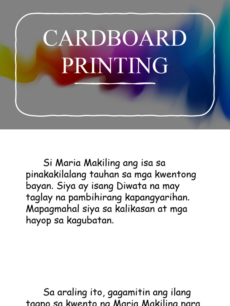Cardboard Printing-Alamat Ni Maria Makiling | PDF