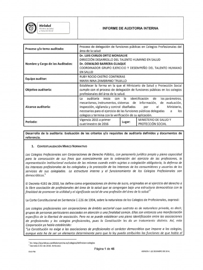 Ejemplo de Auditoria Interna | PDF | Regulación | Democracia