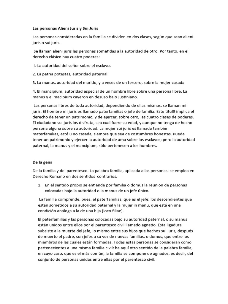 Las Personas Alieni Juris y Sui Juris (Autoguardado) | PDF | Roma ...