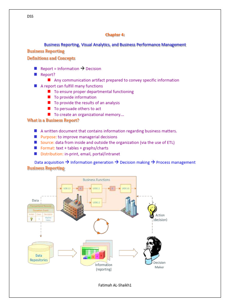 Business Reporting And Visual Analytics Pdf Performance Indicator