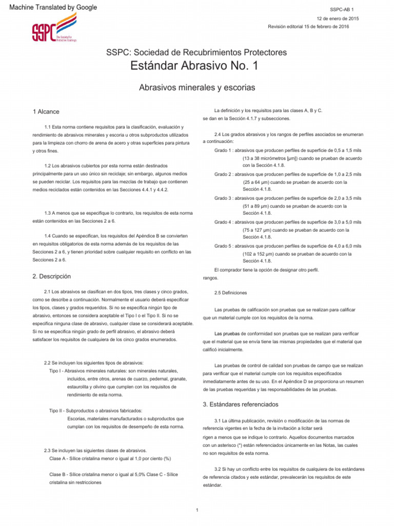 SSPC AB 1 2015pdf - Compress | PDF | Abrasivo | Electronvoltio