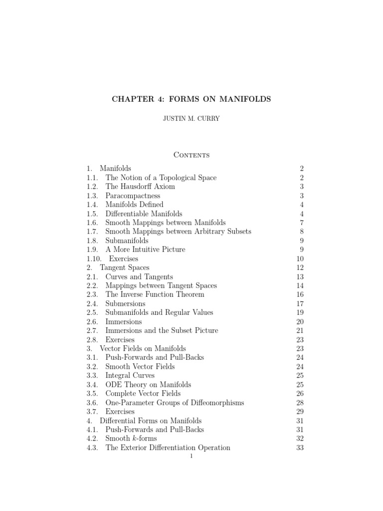 Chapter4 Manifolds | PDF | Manifold | Differentiable Manifold
