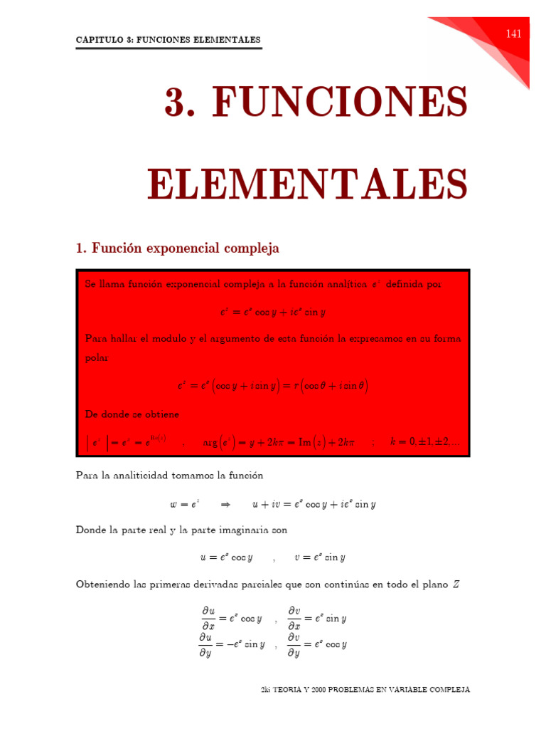 Funciones Elementales en Variable Compleja | PDF | Logaritmo ...