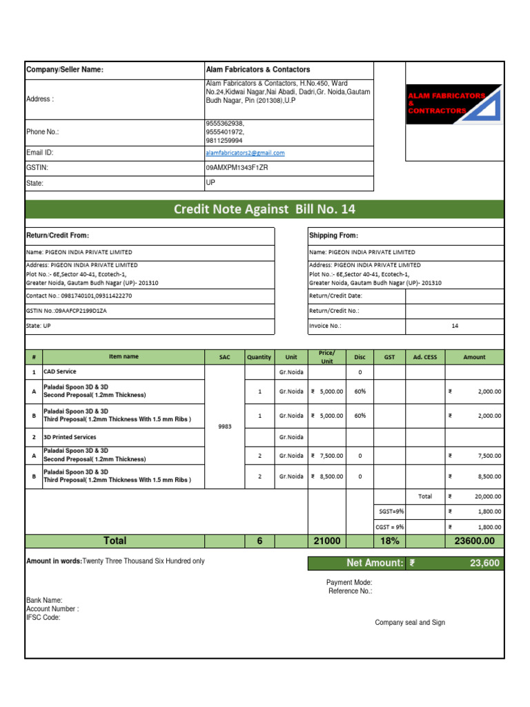 Credit Note Format | PDF | Economies | Money