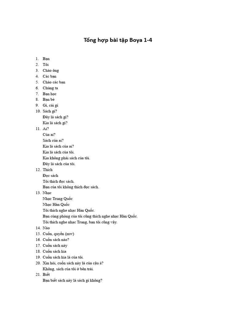 Tổng hợp bài tập Boya 1 4 | PDF