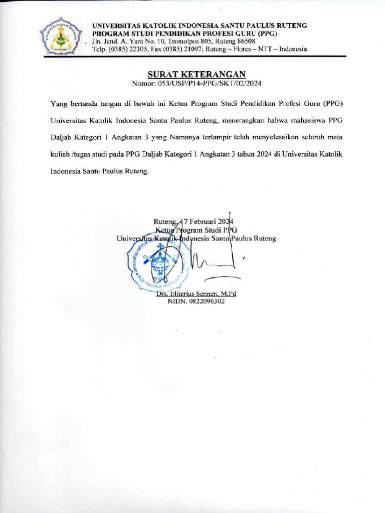Surat Keterangan Menyelesaikan Kuliah Angkatan 3 Pdf