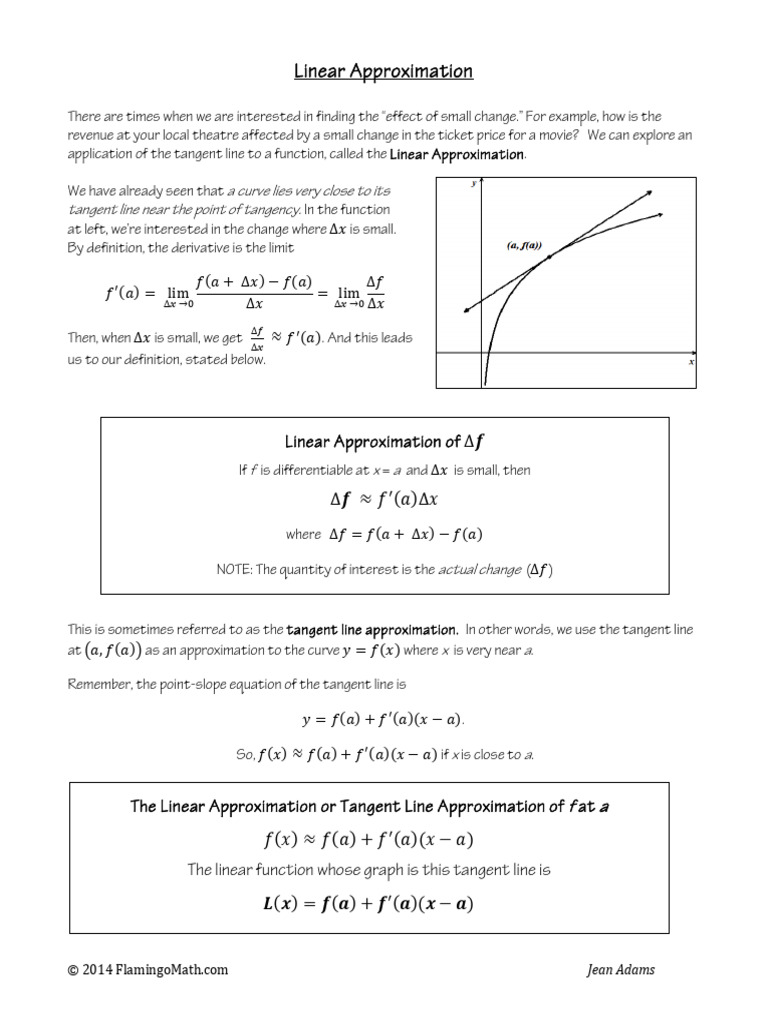1 Linear Approximation | PDF | Tangent | Analytic Geometry