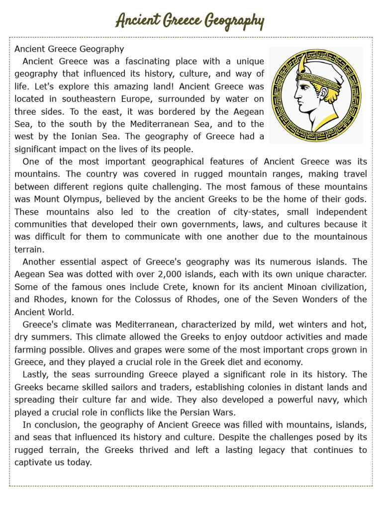 Ancient Greece Geography and Wordsearch | PDF | Greece | Ancient Greece