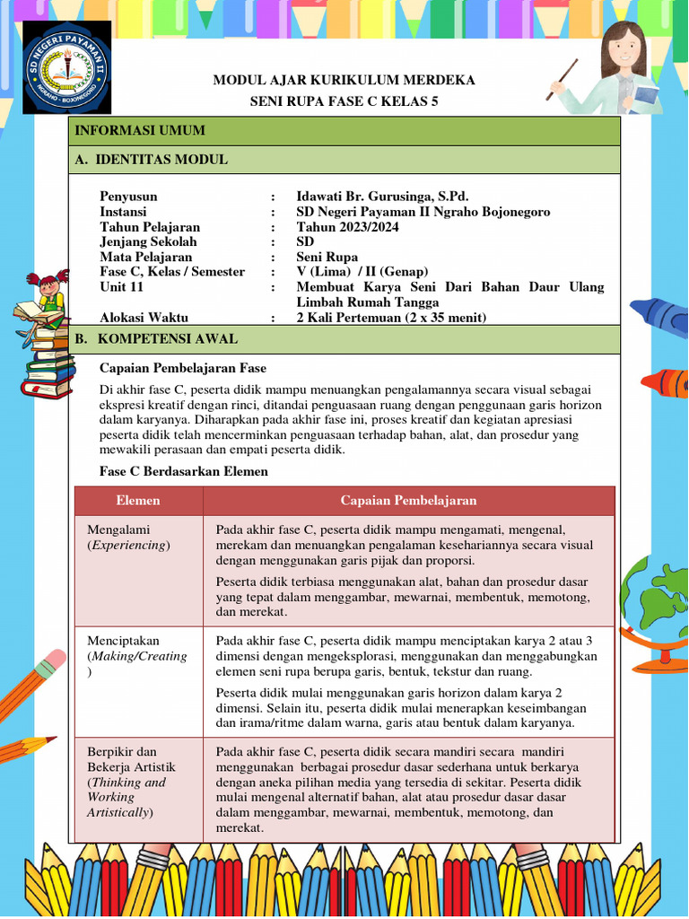 Modul Ajar Rencana Observasi Kelas | PDF