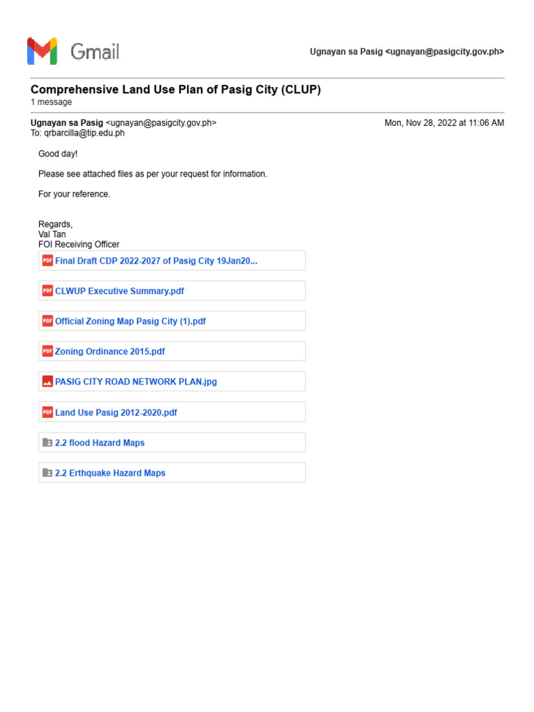 Pasig City Comprehensive Land Use Plan | PDF