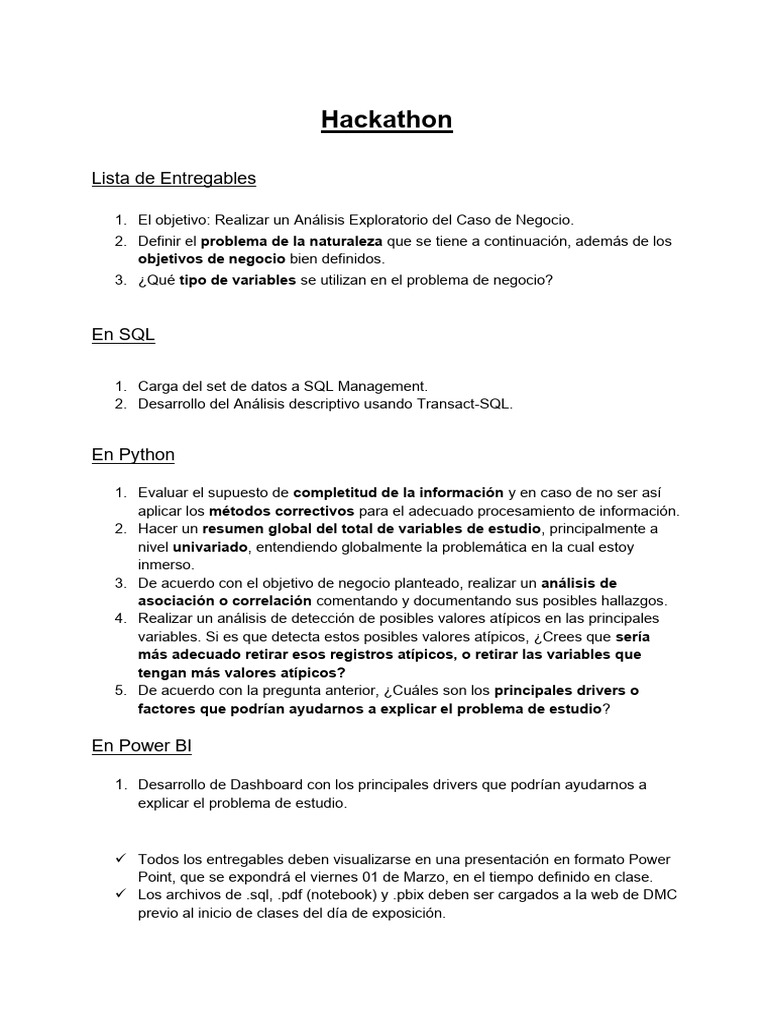 Enunciado Hackathon | PDF