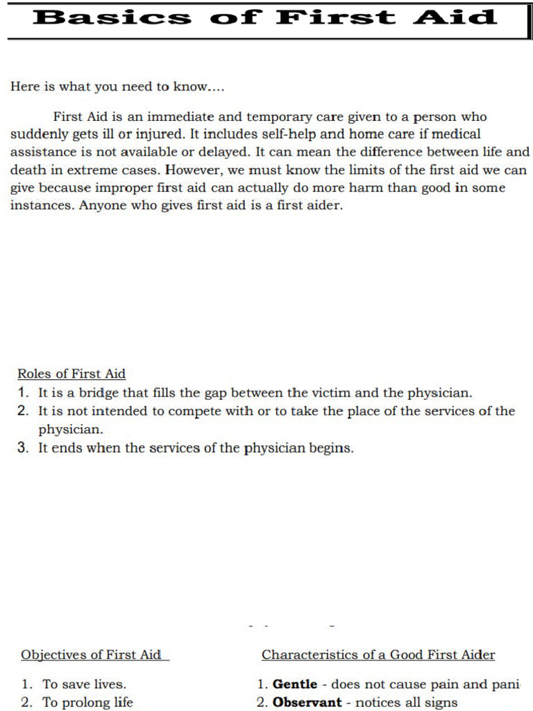 Health Basics of First Aid | PDF