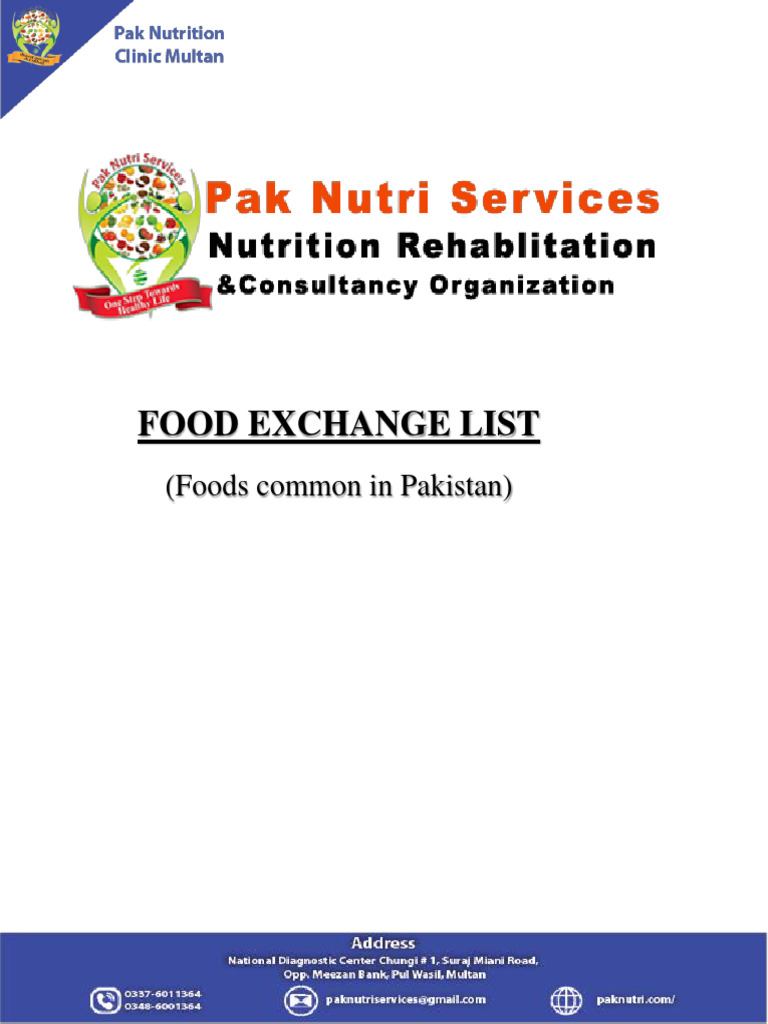 Food Exchange List by PNS. | PDF | Foods | Fat