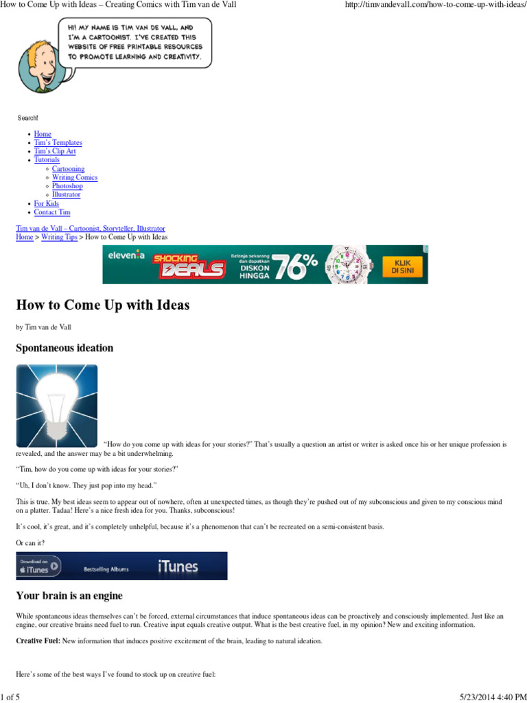 How To Come Up With Ideas - Creating Comics With Tim Van de Vall | PDF