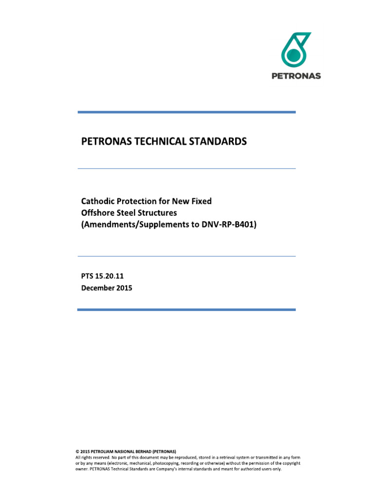 152011-Cathodic Pprotection For New Fixed Offshore Structures | PDF