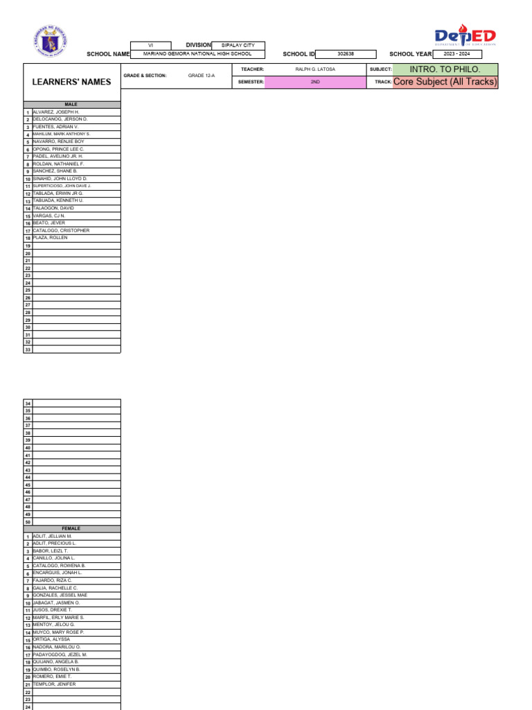 SHS E-Class Record TVL 12B | PDF