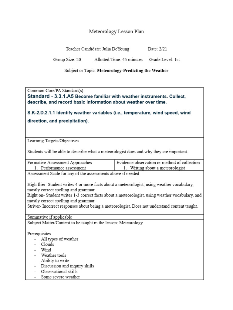 Unit Lesson 6-Meteorology | PDF | Meteorology | Weather