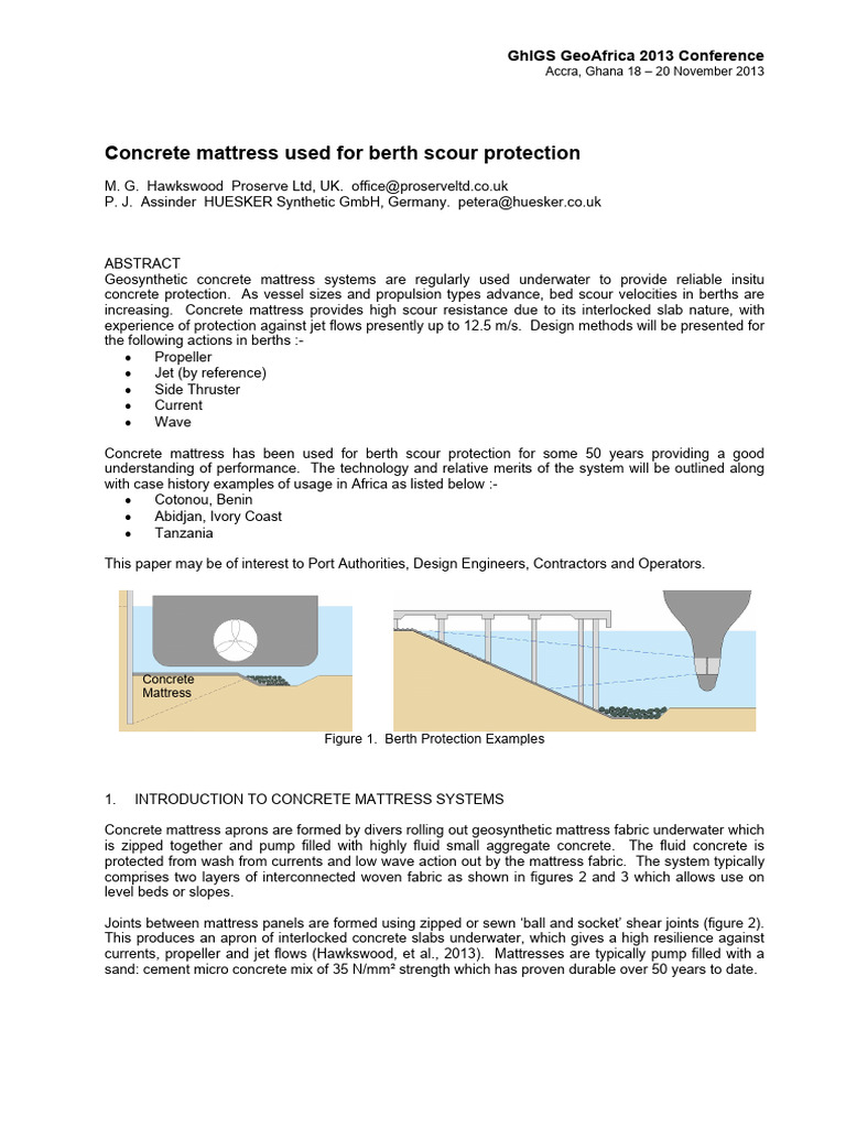 Concrete Mattress Used For Berth Scour Protection | PDF | Sand | Propeller