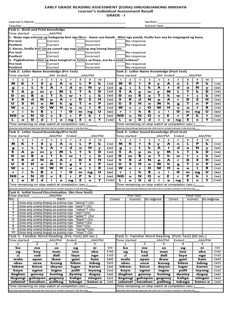 Egra Individual Assessment Ressult | PDF | Quality Assurance | Applied ...