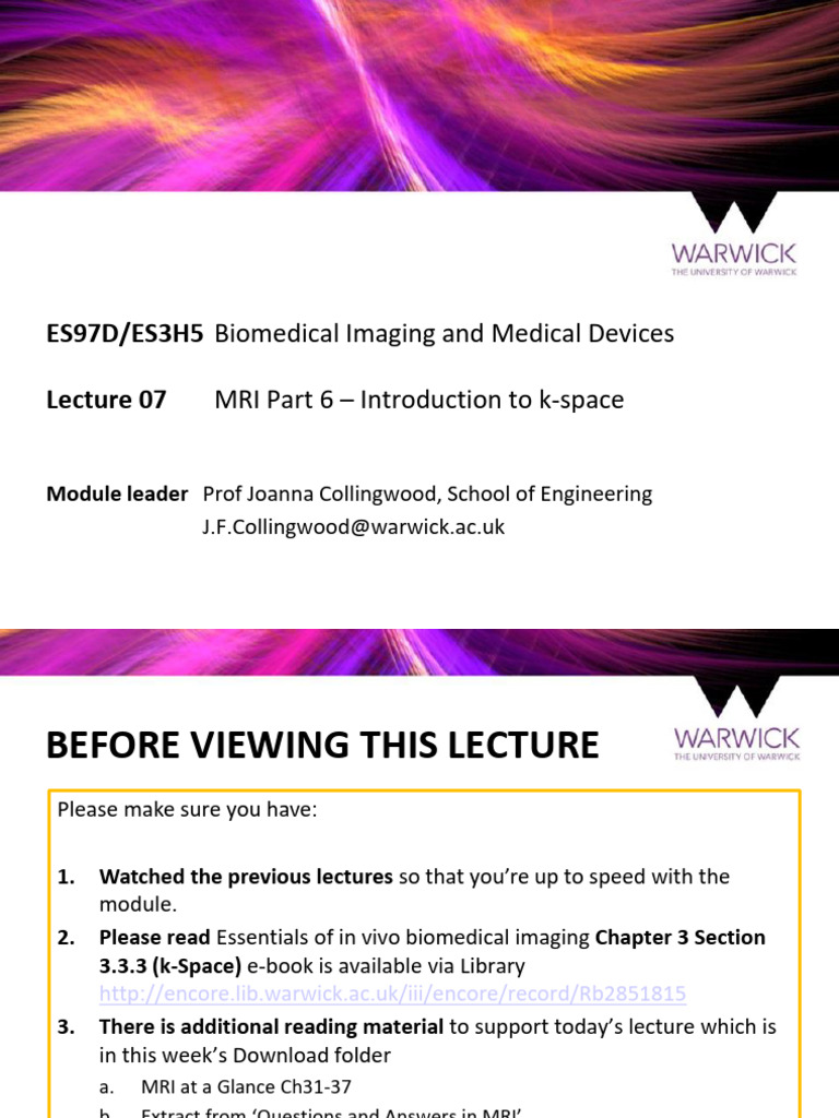 L07 MRI Part 6 | PDF | Sampling (Signal Processing) | Signal Processing