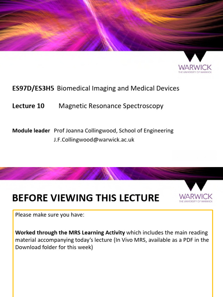 L10 MRS | PDF | Magnetic Resonance Imaging | Nuclear Magnetic Resonance