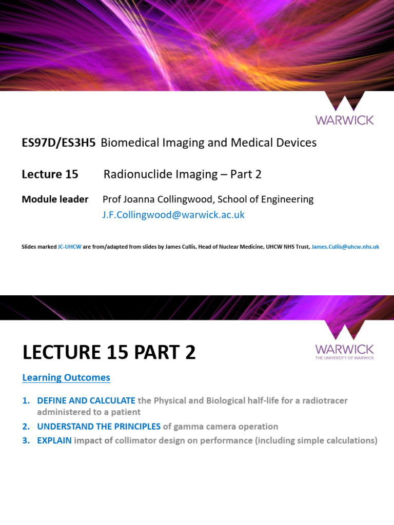 L15 Radionuclide Imaging Part 2 | PDF | Physical Sciences | Chemistry