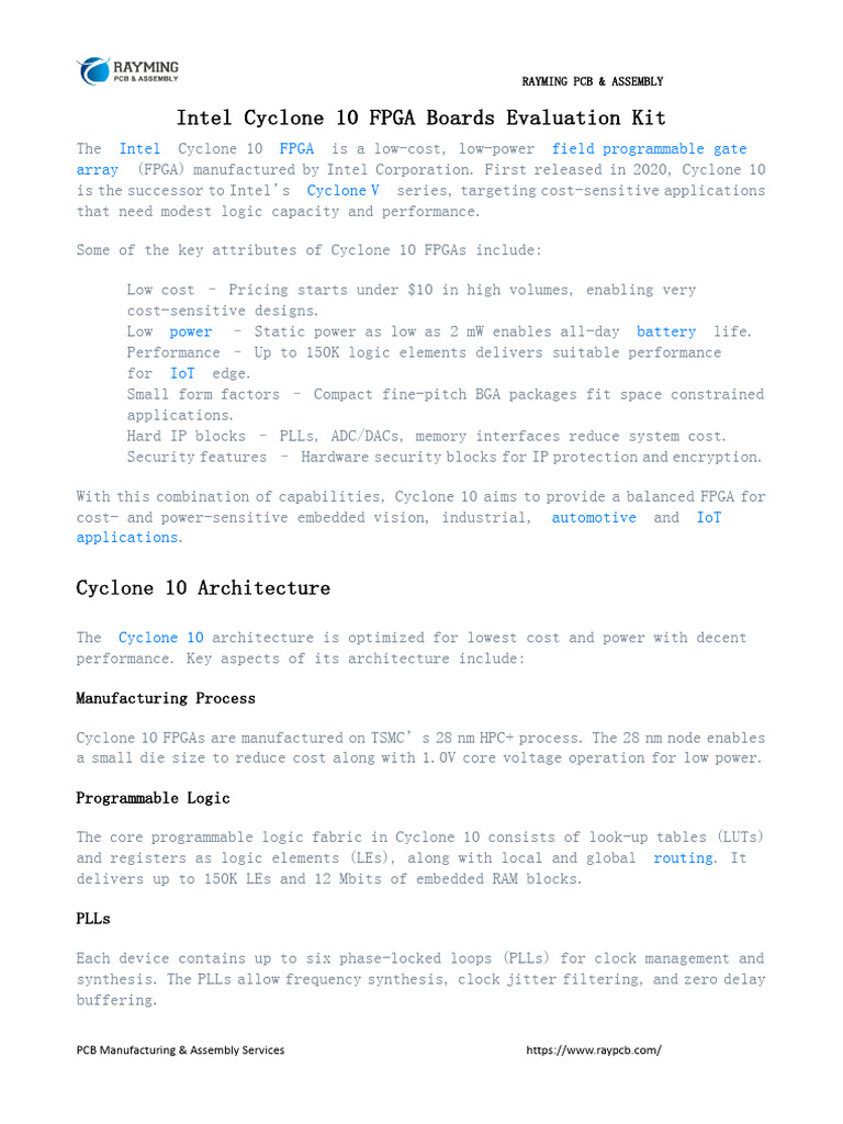 Intel Cyclone 10 Fpga Boards Evaluation Kit Pdf Field Programmable Gate Array Usb