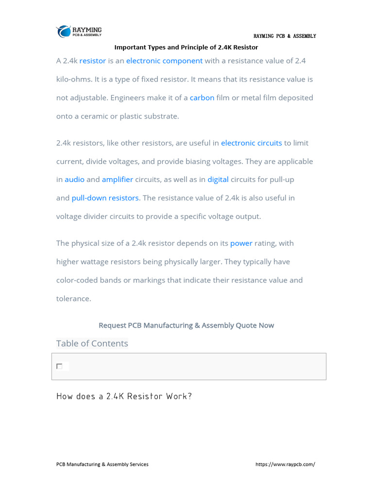 Important Types and Principle of 2.4K Resistor | PDF | Resistor ...
