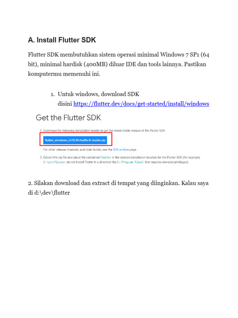 Install Flutter Tanpa Android Studio | PDF