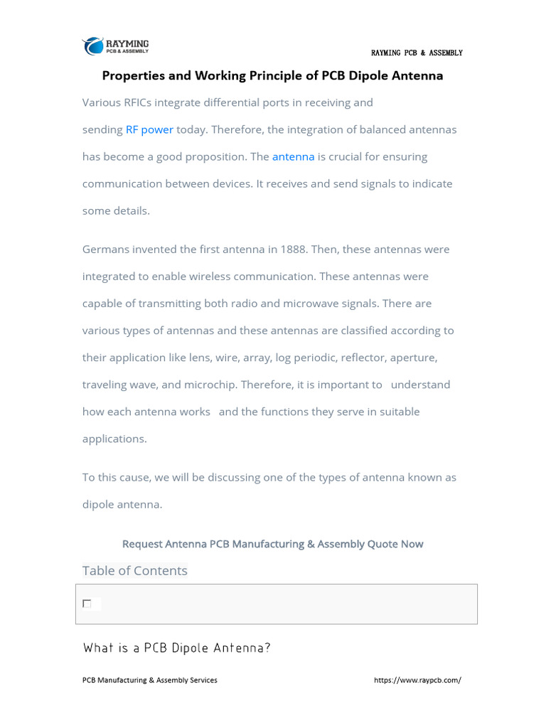 Properties and Working Principle of PCB Dipole Antenna | PDF | Antenna (Radio) | Transmitter