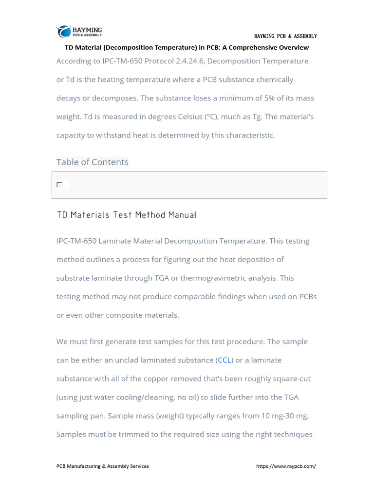 TD Material (Decomposition Temperature) in PCB A Comprehensive Overview | PDF | Technology ...