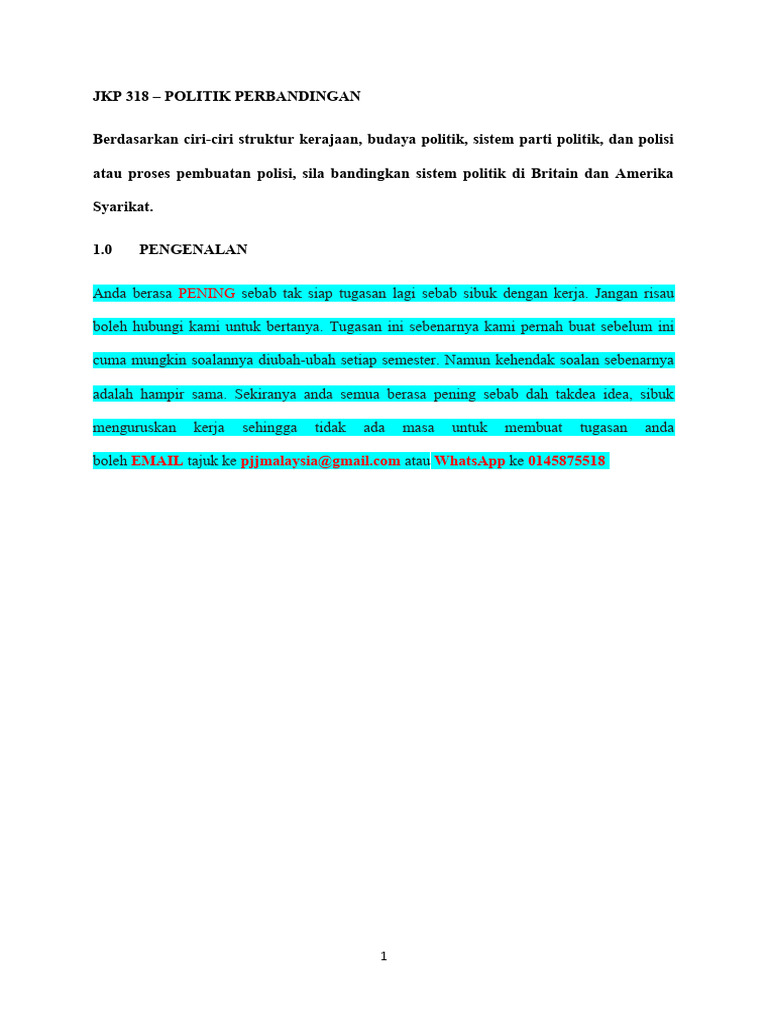 JKP 318 - Politik Perbandingan | PDF