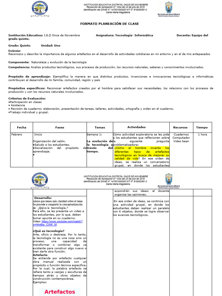 Formato Planeación de Clase - Básica Primaria | PDF | Aprendizaje | Cognición