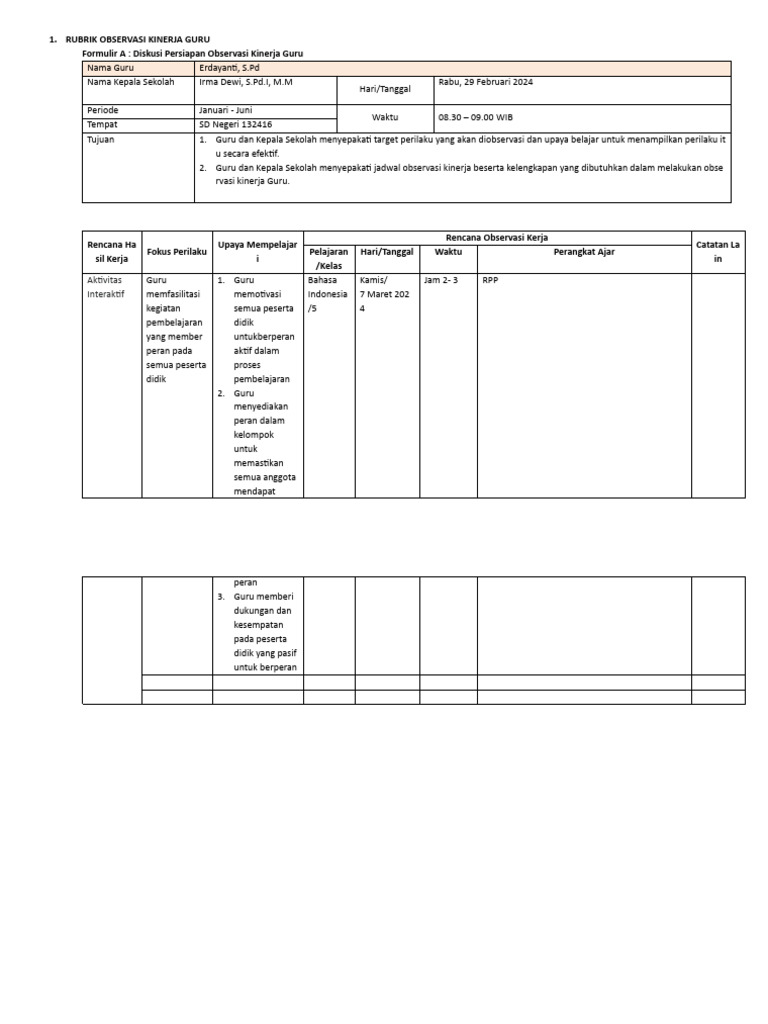 Formulir A - Erda | PDF